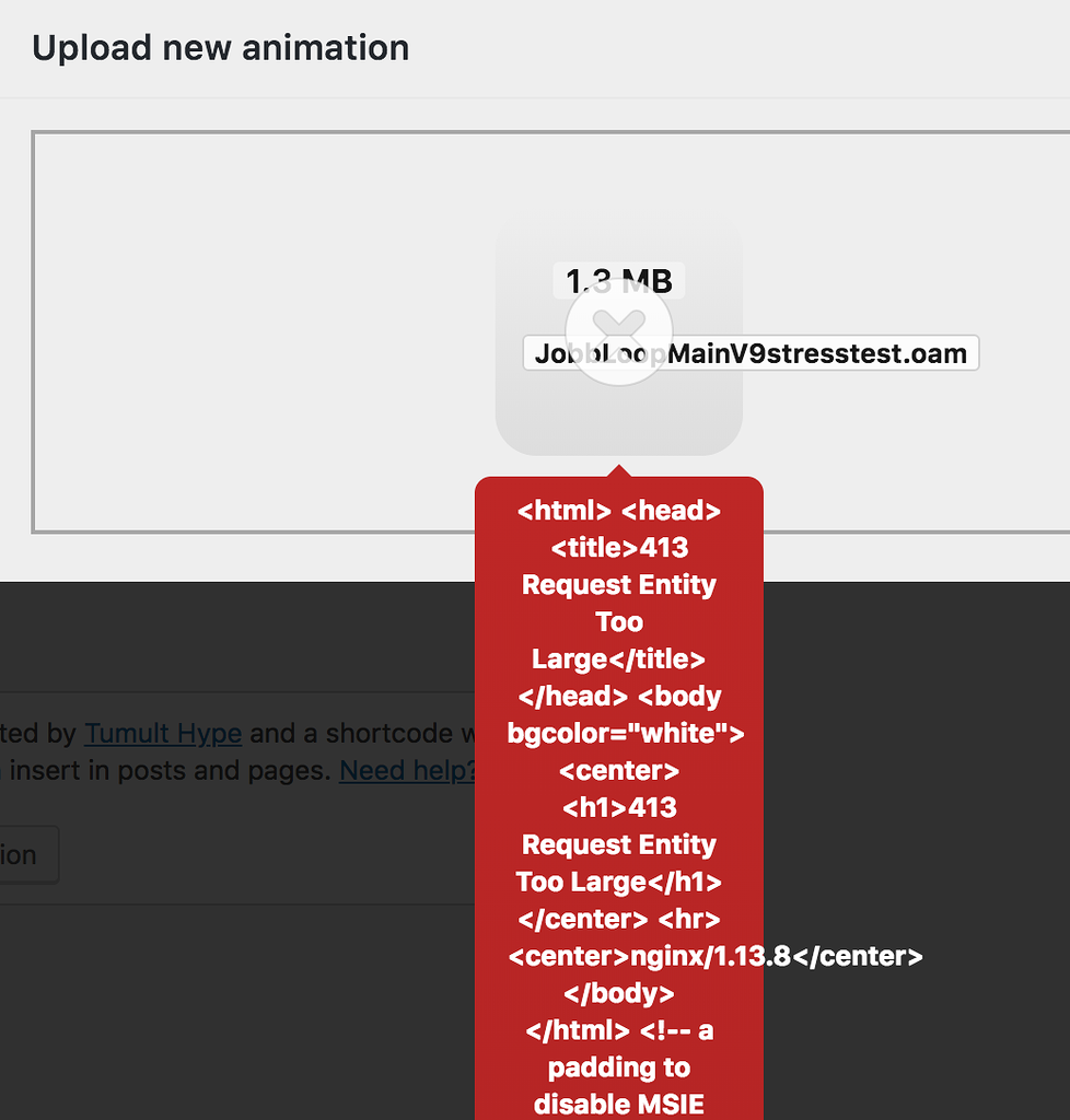 Request Entity too large - Tumult Forums