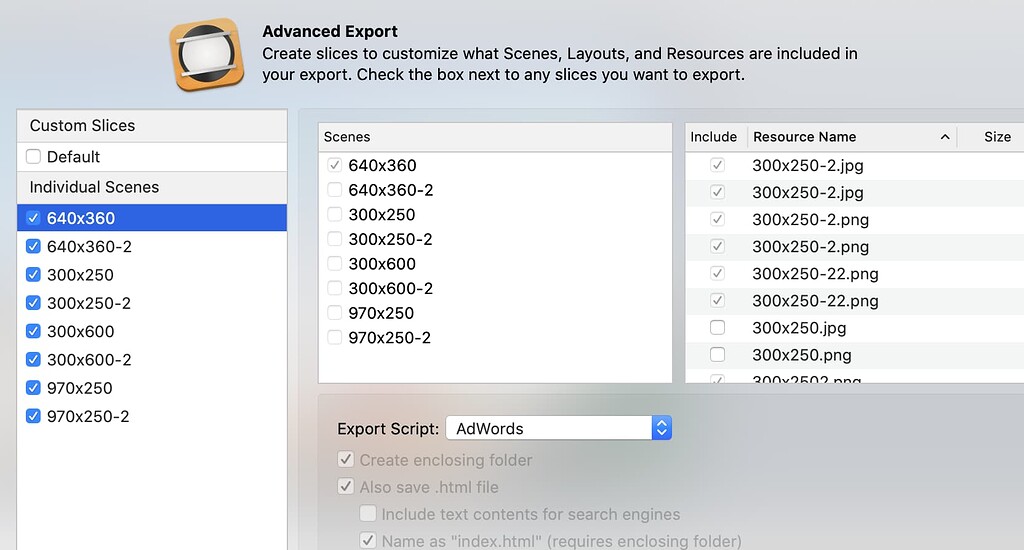 Advanced Export now exporting all assets instead of just one scene? - Tumult Forums
