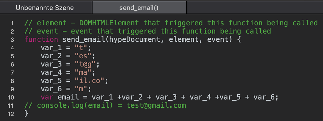 Change Email by Code - Using JavaScript with Hype - Tumult Forums