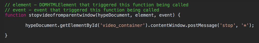 Control video in iframe via postmessage - Using JavaScript with Hype - Tumult Forums